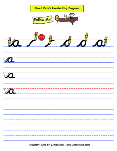 Handwriting Worksheets - Pencil Pete's Educational Software, Videos ...